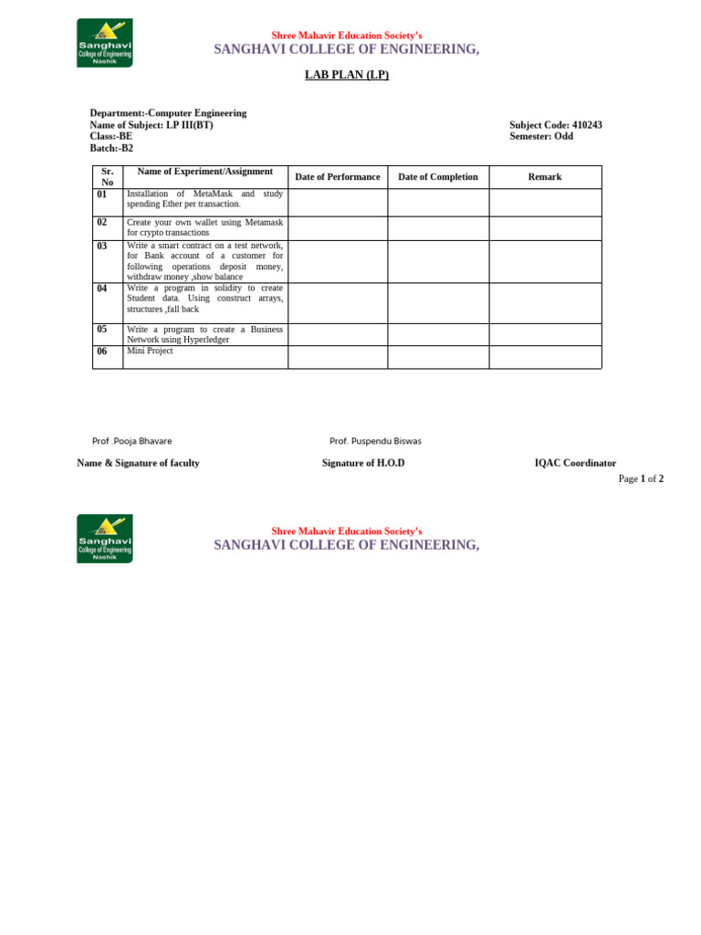 Lab Plan Lpiii | PDF
