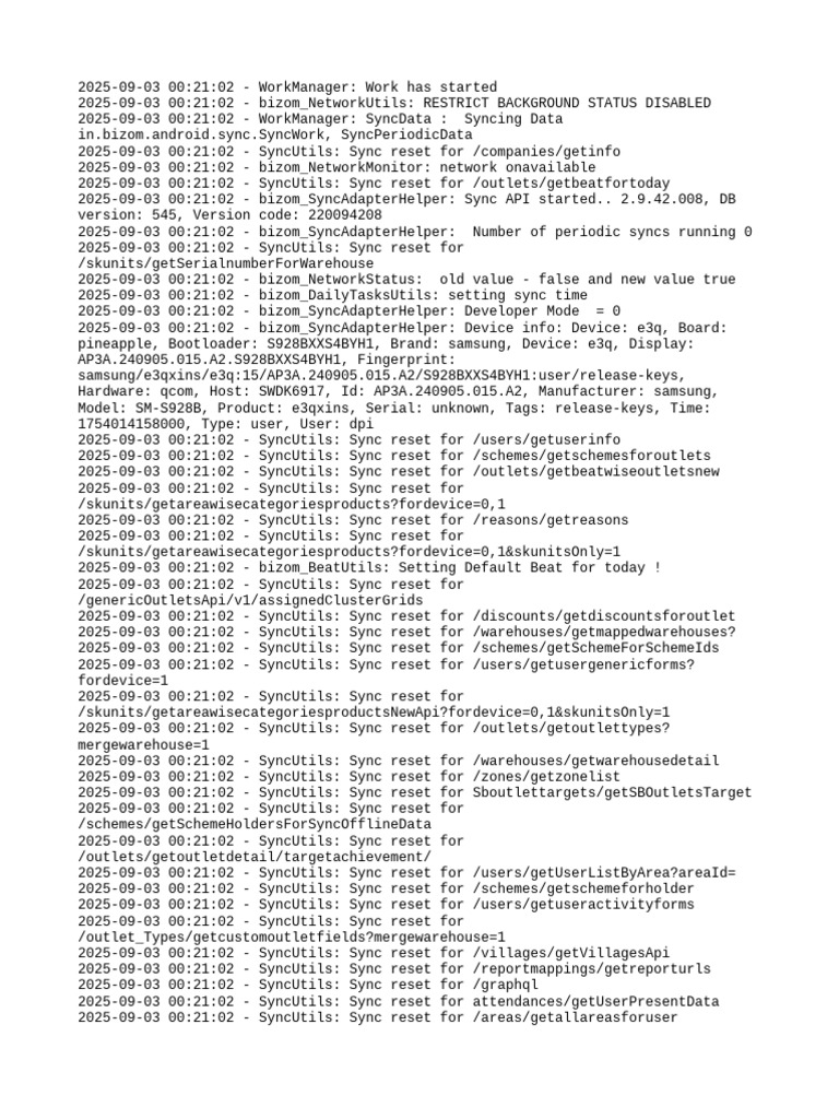 Bizom Sync Operations Log | PDF | Computer Architecture | System Software