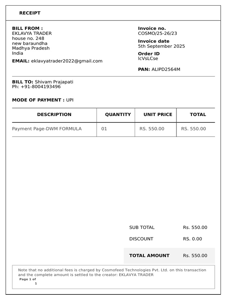 Invoice COSMO 25-26-23 | PDF