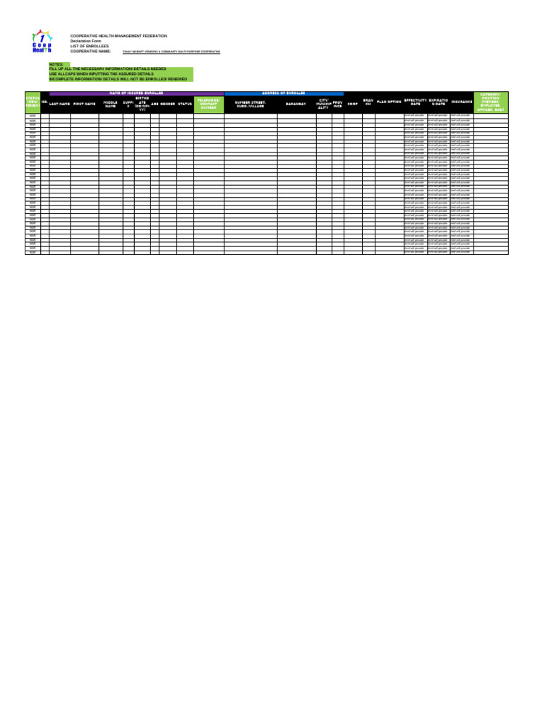 2025 Self Declaration Form for Coop Health | PDF | Health Economics ...