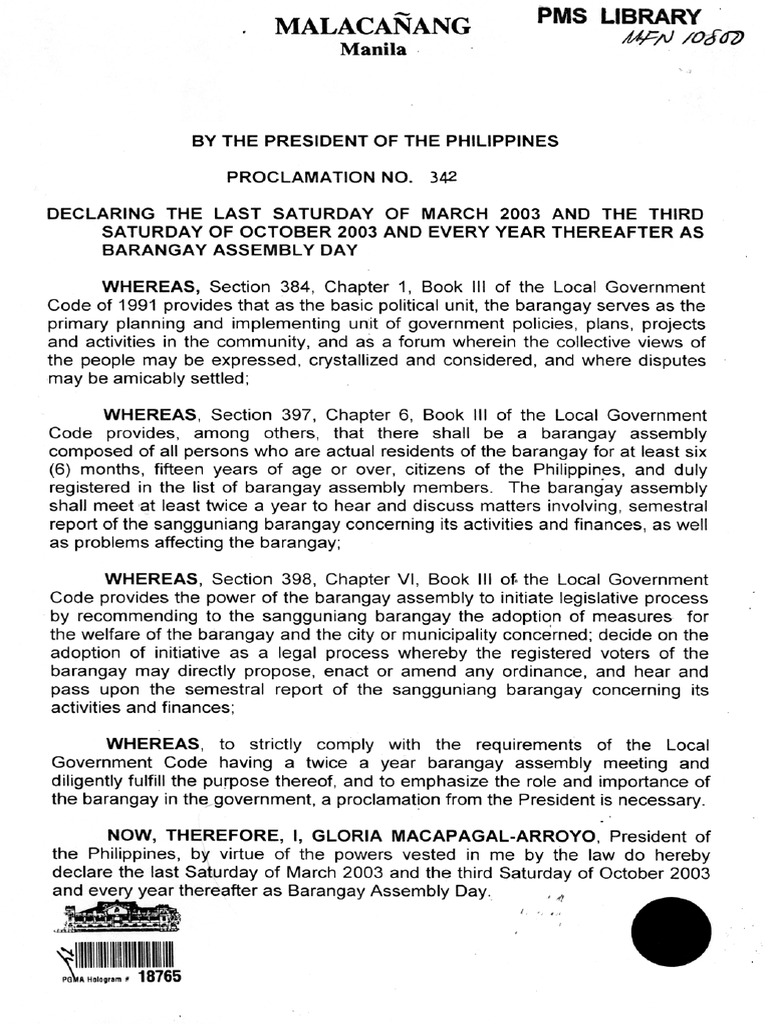 Proclamation No. 342 SBAD | PDF