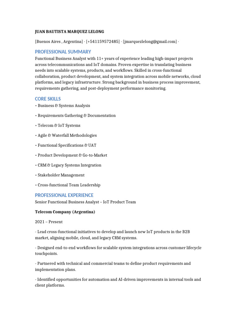 Juan Marquez Resume | PDF | Internet Of Things | Cloud Computing