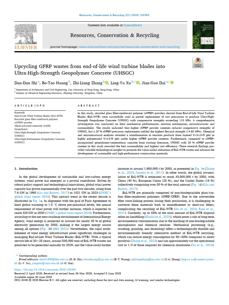 Upcycling GFRP Wastes From End-Of-life Wind Turbine Blades Into | PDF ...