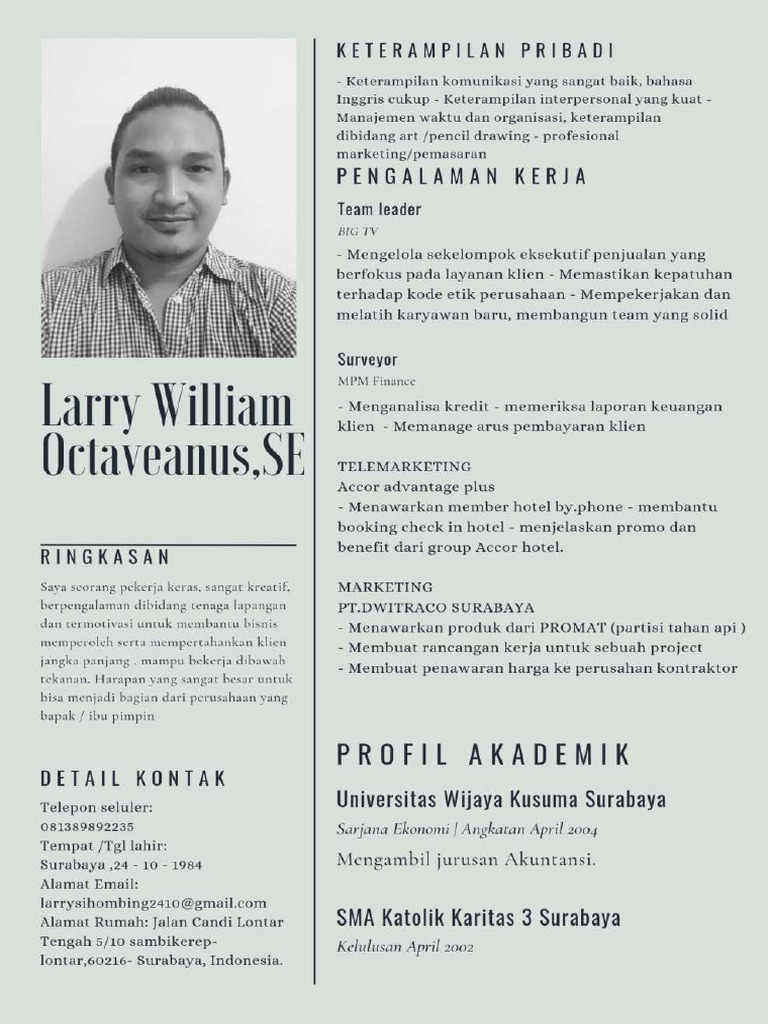 Resume Terbaru Larry William | PDF
