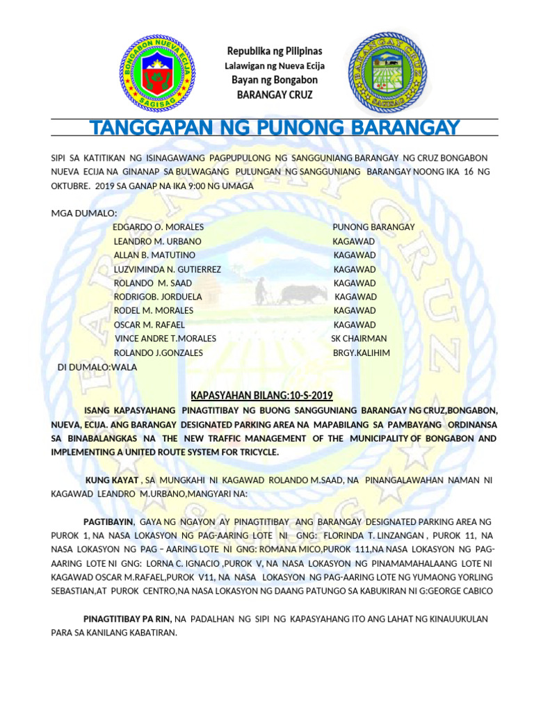 Barangay Reso Parking Area | PDF