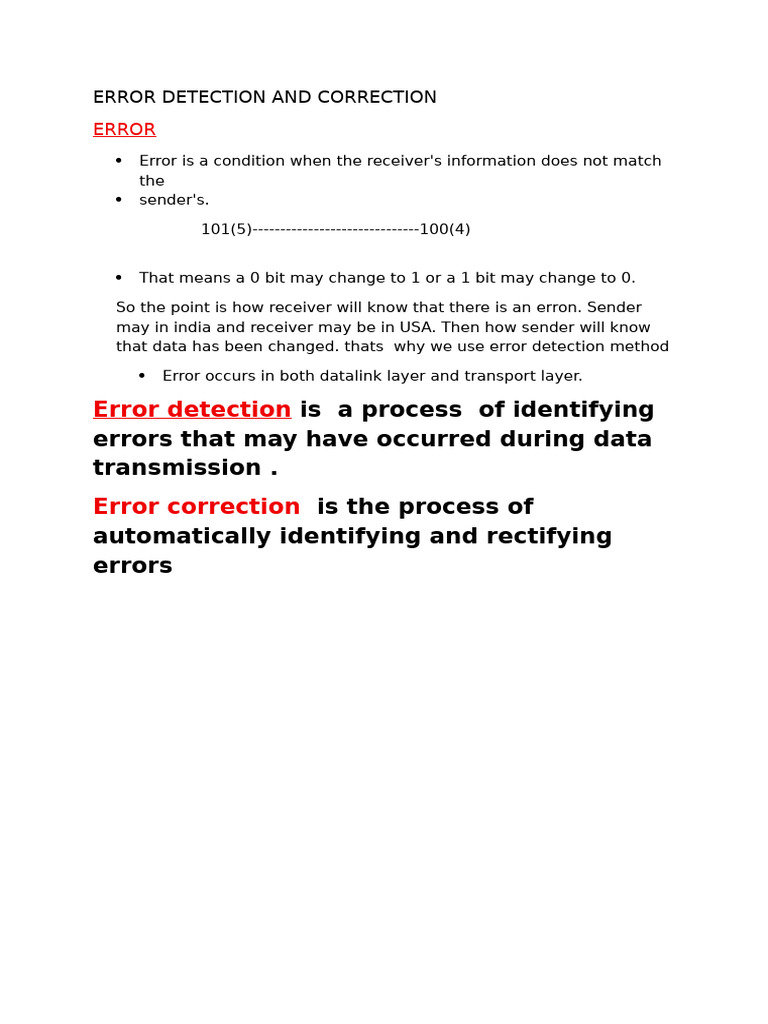 Error Detection and Correction | PDF | Error Detection And Correction | Error