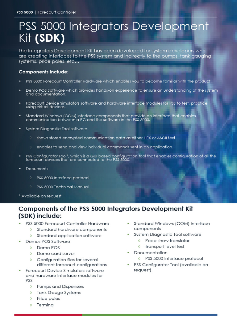 Components of The PSS 5000 Integrators Development Kit (SDK) Include | PDF