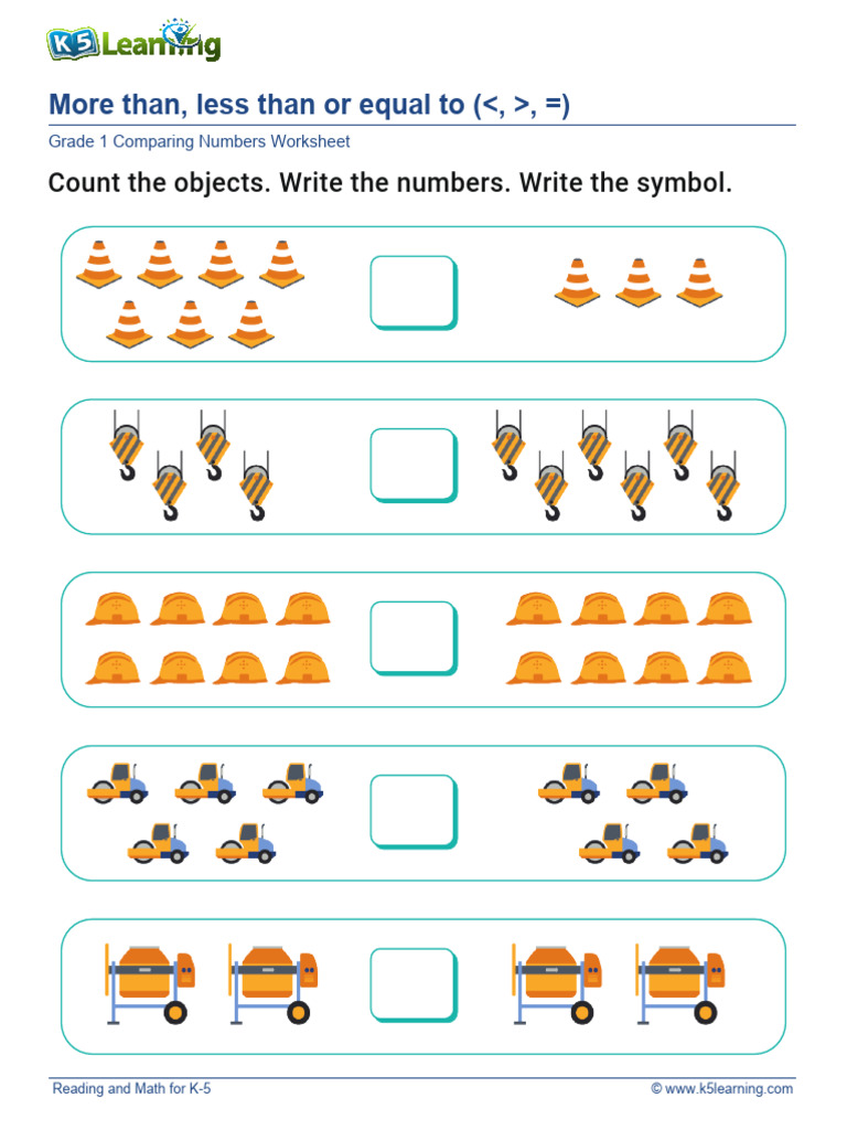 Grade 1 Symbols More Than Less Than A - Removed | PDF