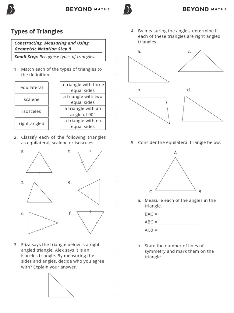 Small Step 9 - Types of Triangles - Vertical Format | PDF | Triangle ...