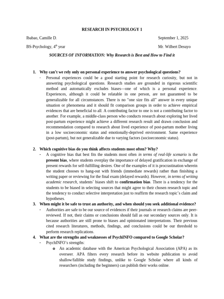 Research in Psychology | PDF | Bias | Psychology