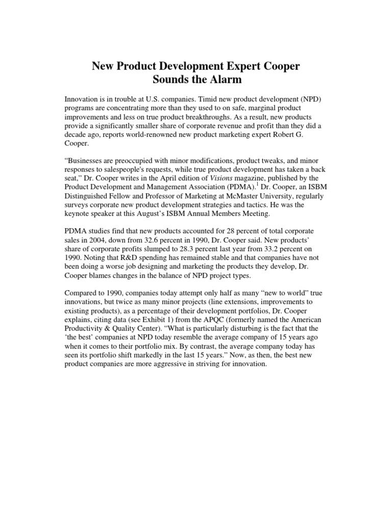 New Product Development Cooper | PDF | New Product Development | Innovation