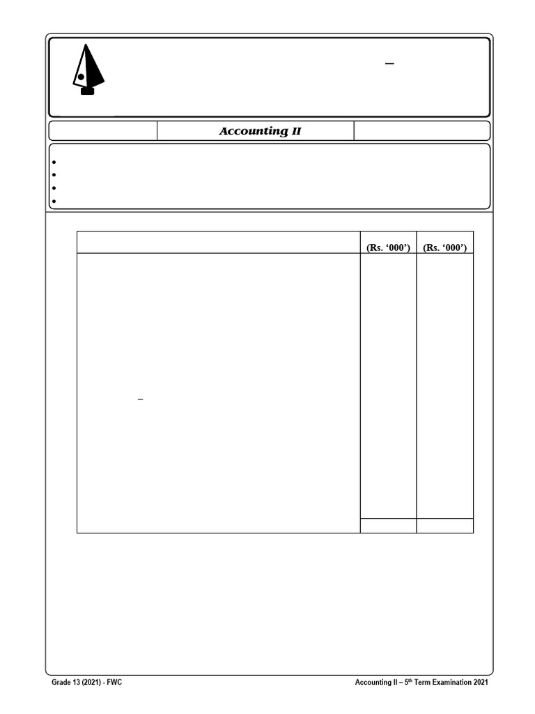 Acc II FWC GR 13 5th 2021 | PDF | Debits And Credits | Balance Sheet