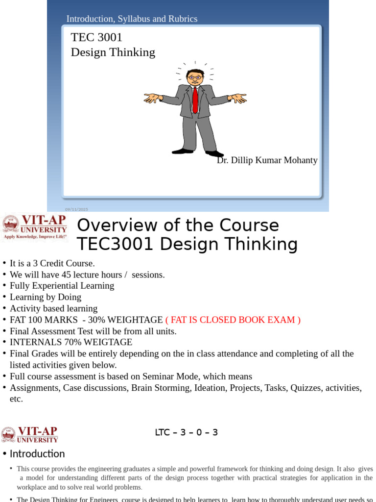 Design Thinking Course Overview TEC 3001 | PDF | Design Thinking | Learning