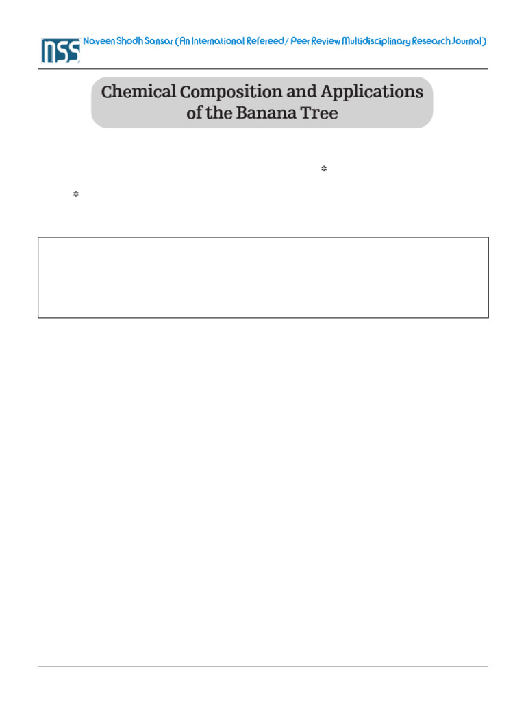 Chemical Uses of the Banana Tree | PDF | Polyphenol | Carbohydrates