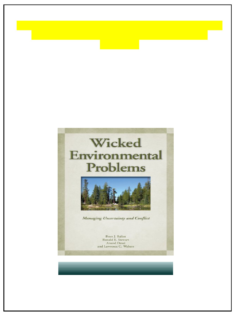 Wicked Environmental Problems Managing Uncertainty and Conflict 1st ...