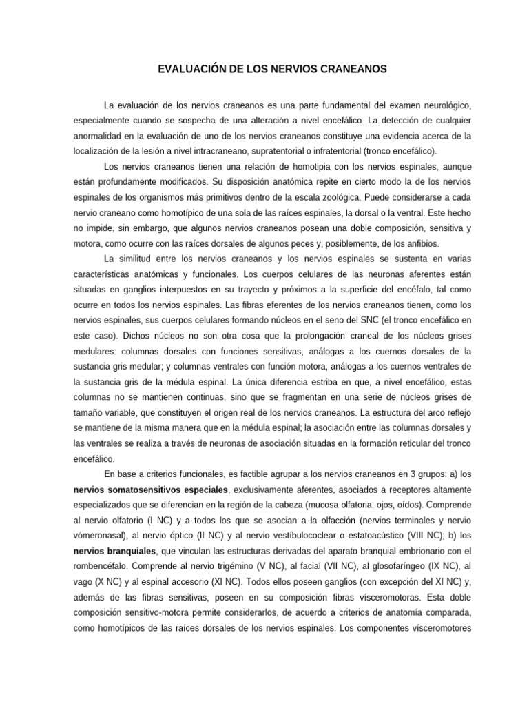 Evaluación de Nervios Craneanos en Neurología | PDF | Percepción visual ...