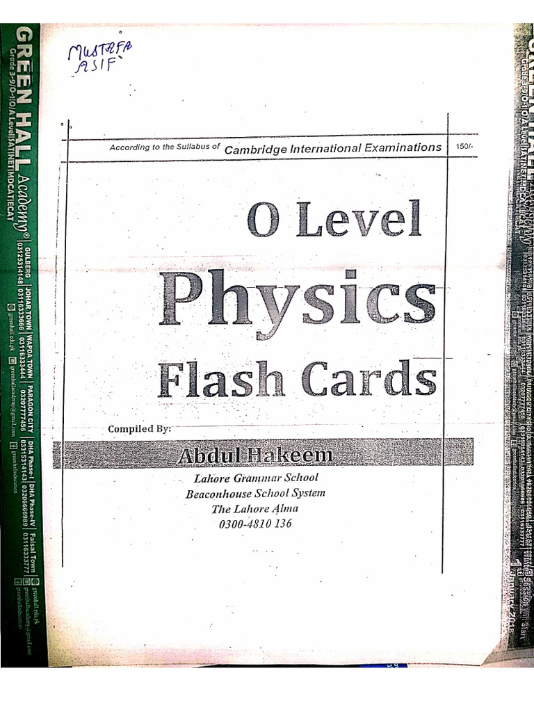 Physics Flash Cards OL by Sir Hakeem 1 | PDF