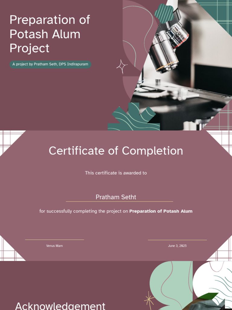 Potash Alum Preparation Project Guide | PDF | Chemical Substances ...