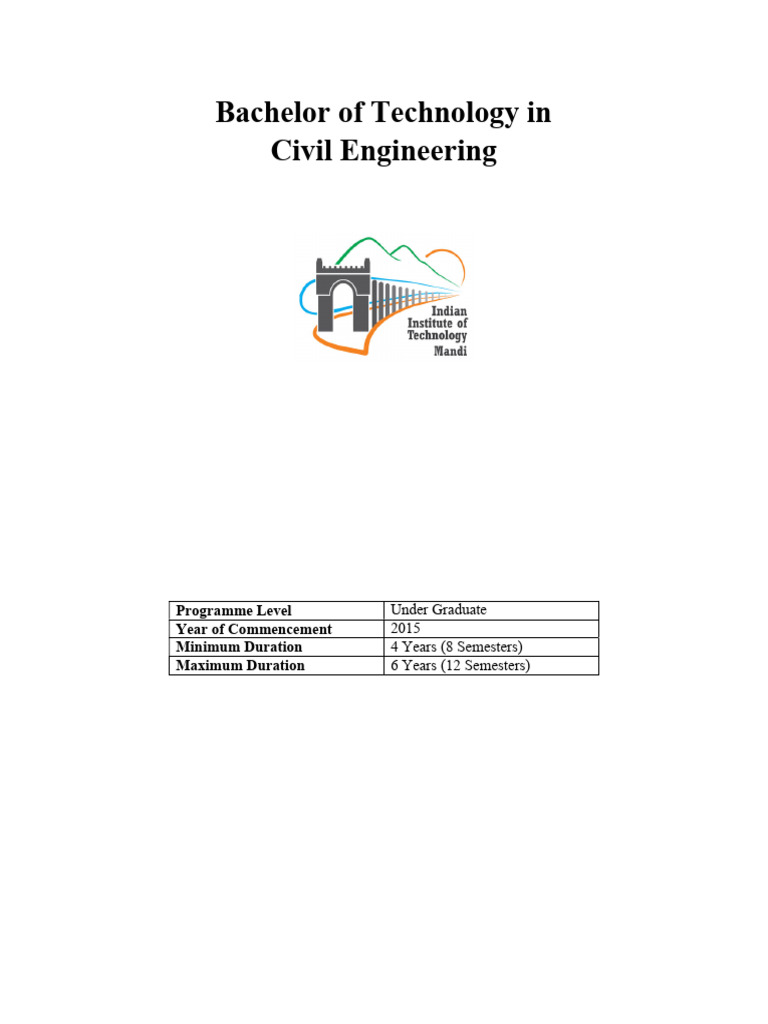B.Tech in Civil Engineering Curriculum | PDF | Civil Engineering ...