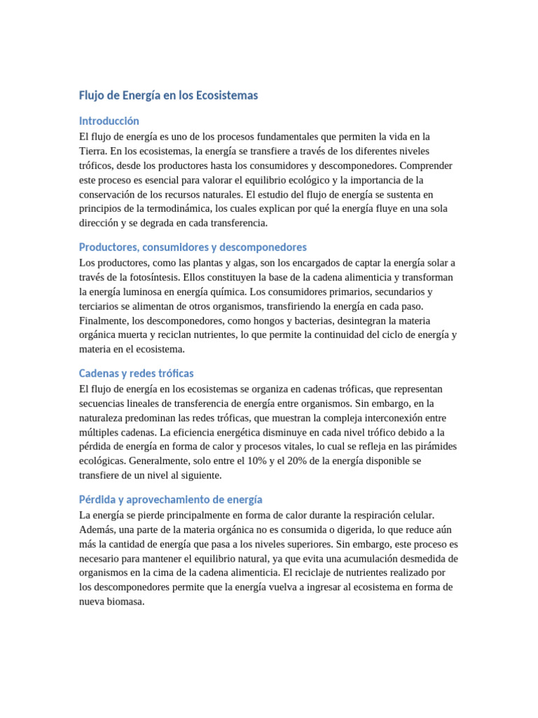 Flujo de Energia | PDF | Red alimentaria | Ecología