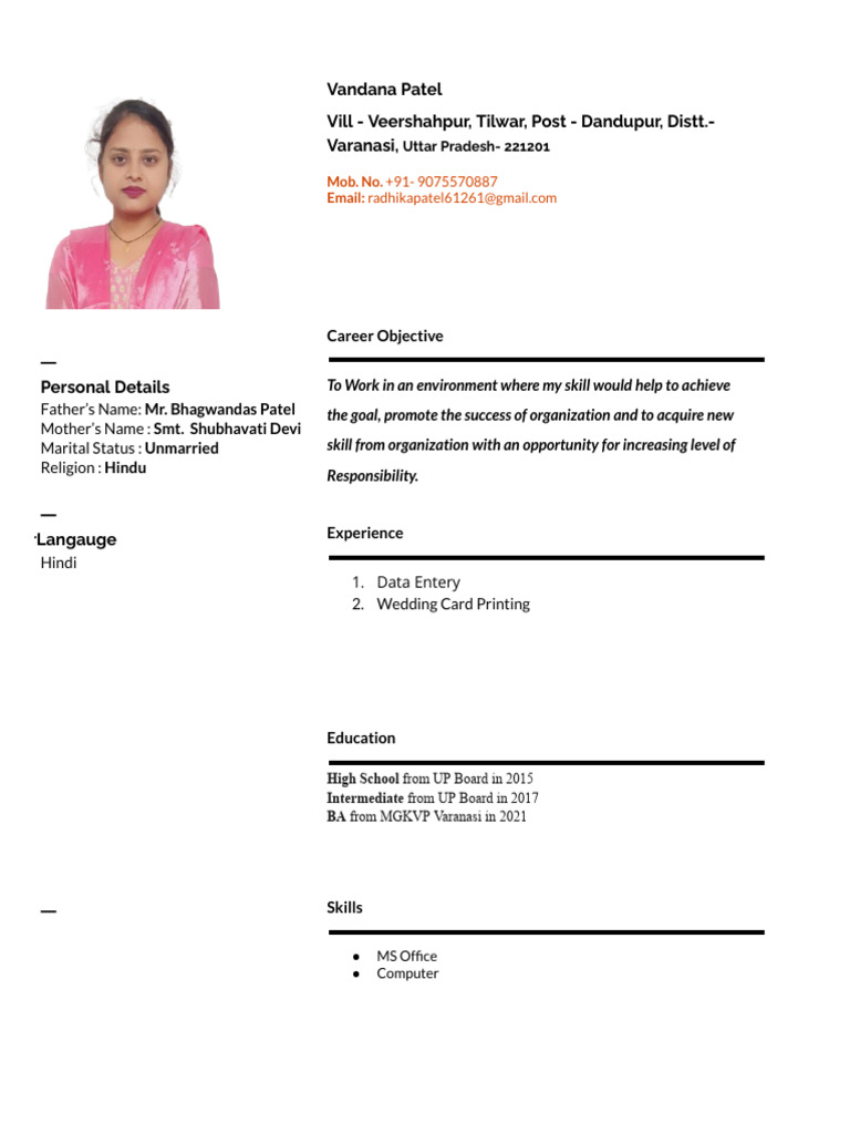Vandana Patel Resume | PDF