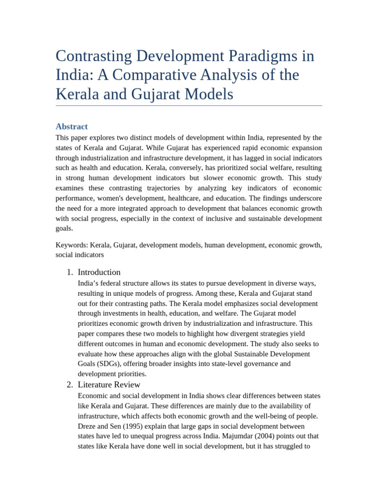 Kerala vs Gujarat: Development Models Analysis | PDF | Economic Growth ...