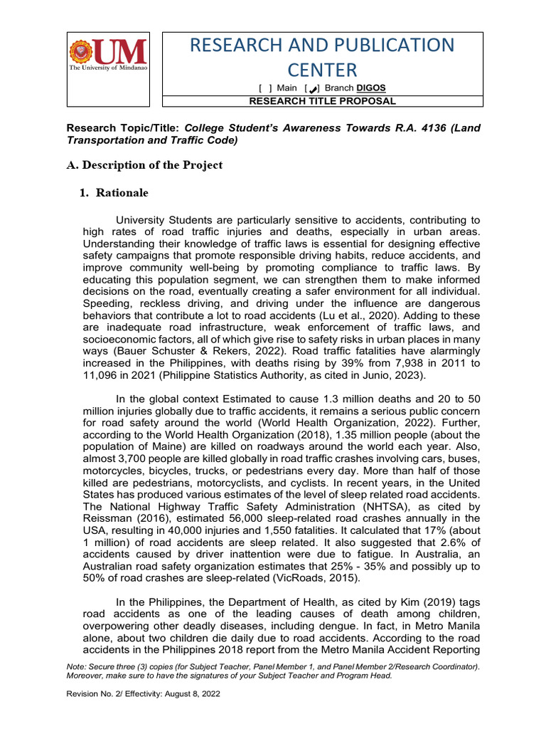 College Students' Awareness of RA 4136 | PDF | Traffic Collision ...