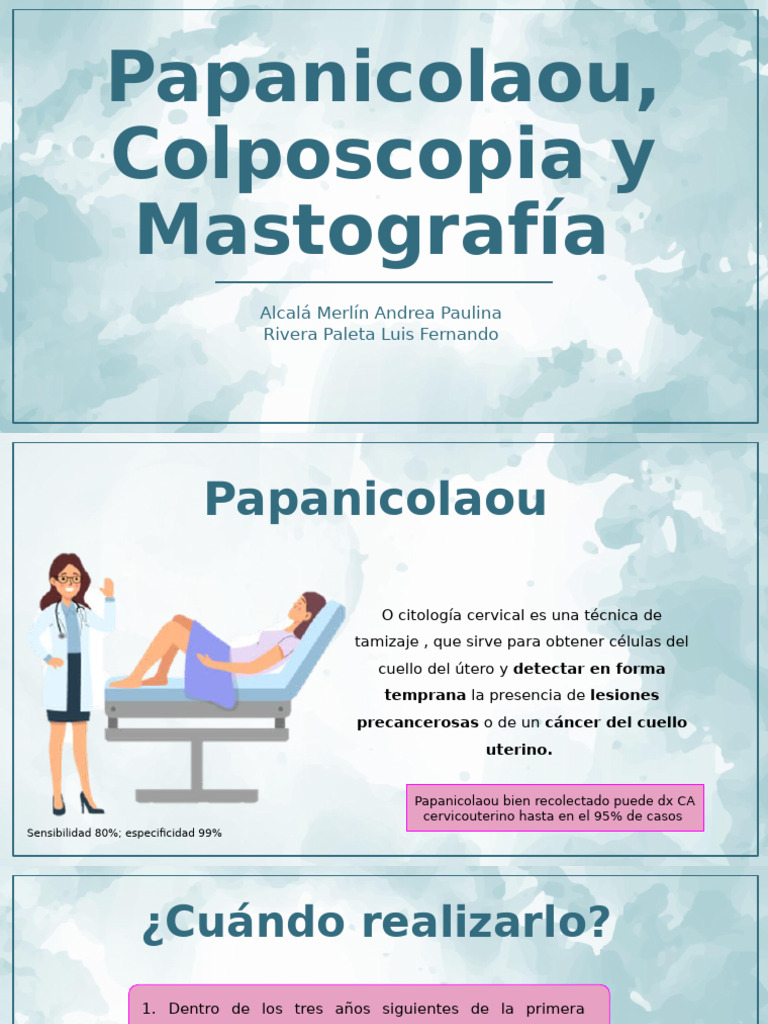 Papanicolaou, Colposcopia y Mastografía | PDF | Especialidades Medicas ...