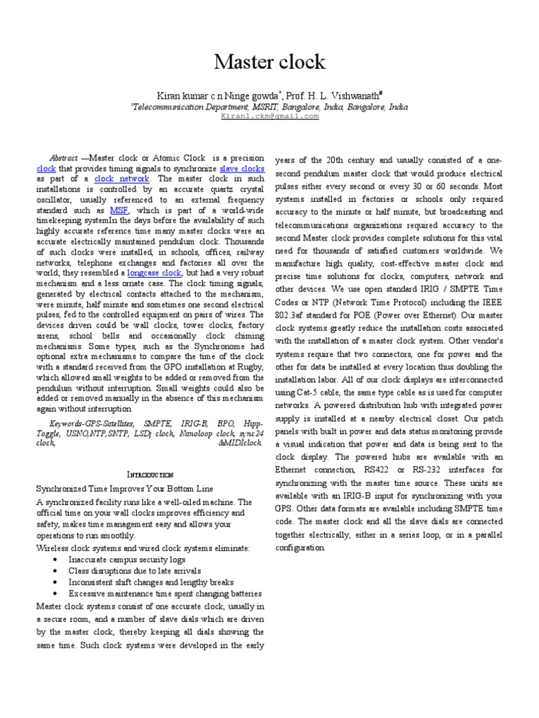 Master Clock | PDF | Liquid Crystal Display | Clock