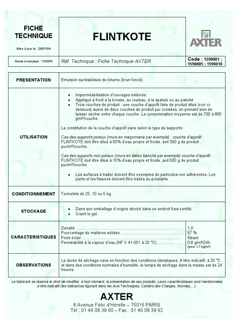 Fiche Technique de Flintkote | PDF