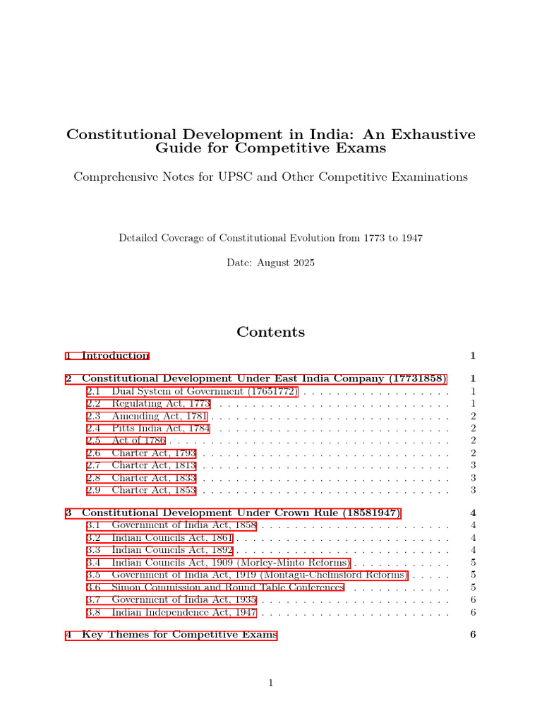 India's Constitutional Evolution Guide | PDF | British Raj | East India ...