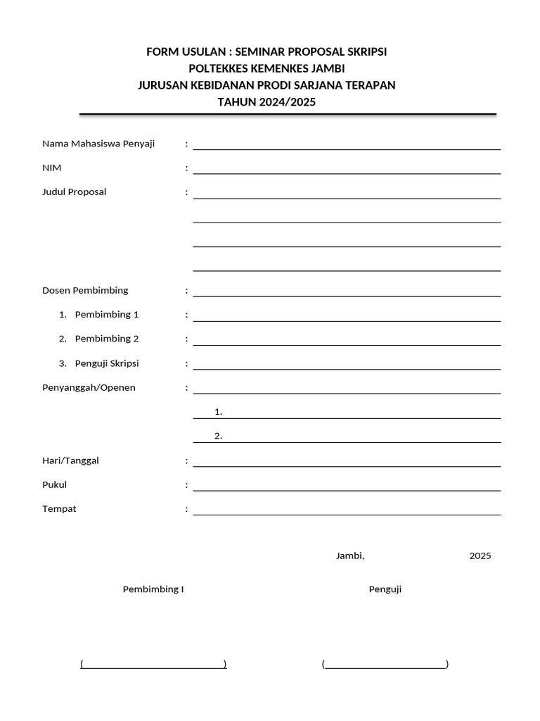 Form Usulan Seminar Proposal | PDF