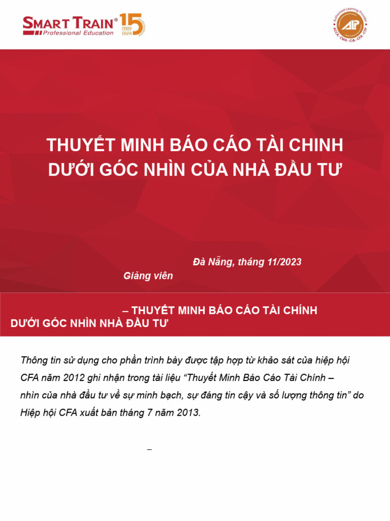 2- Báo Cáo Tài Chính - Thuyết Minh BCTC Dưới Góc Nhìn Của Nhà Đầu Tư | PDF