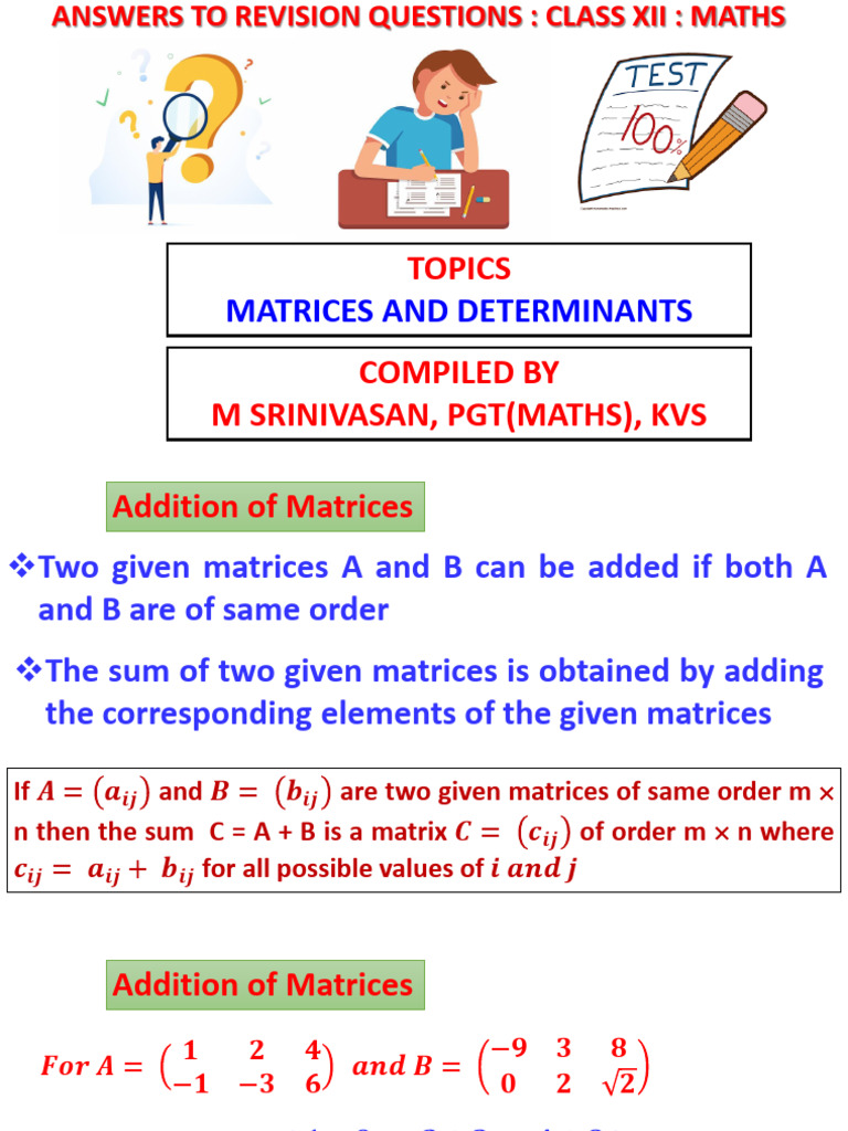Matrices and Determinants | PDF | Determinant | Matrix (Mathematics)