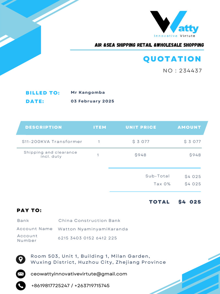 Transformer Quotation Invoice Summary | PDF