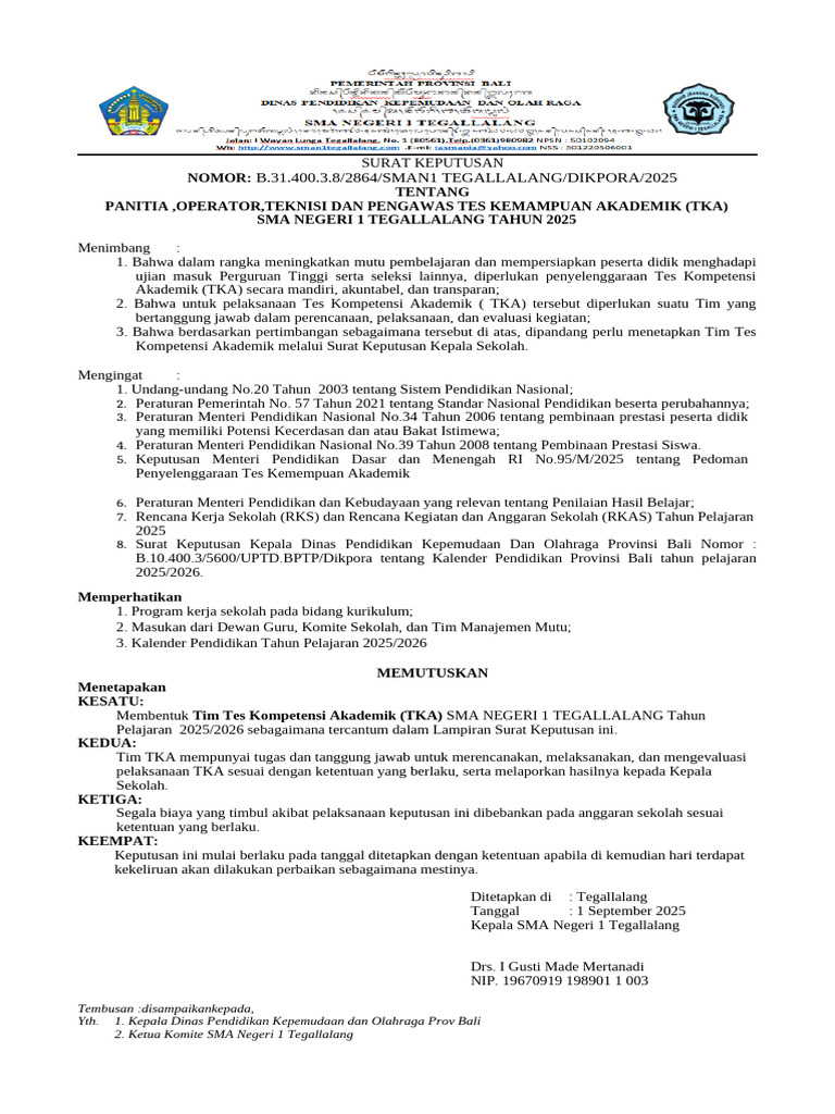 SK Panitia Tka 2025 Ok | PDF