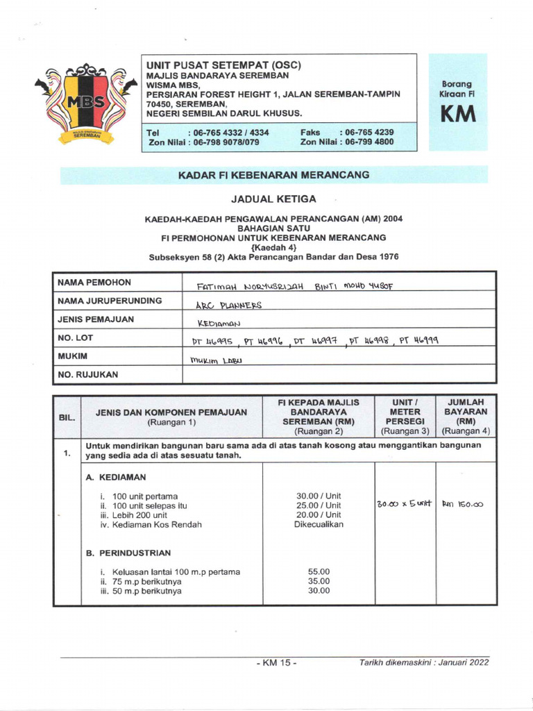 Borang Kiraan Fi | PDF