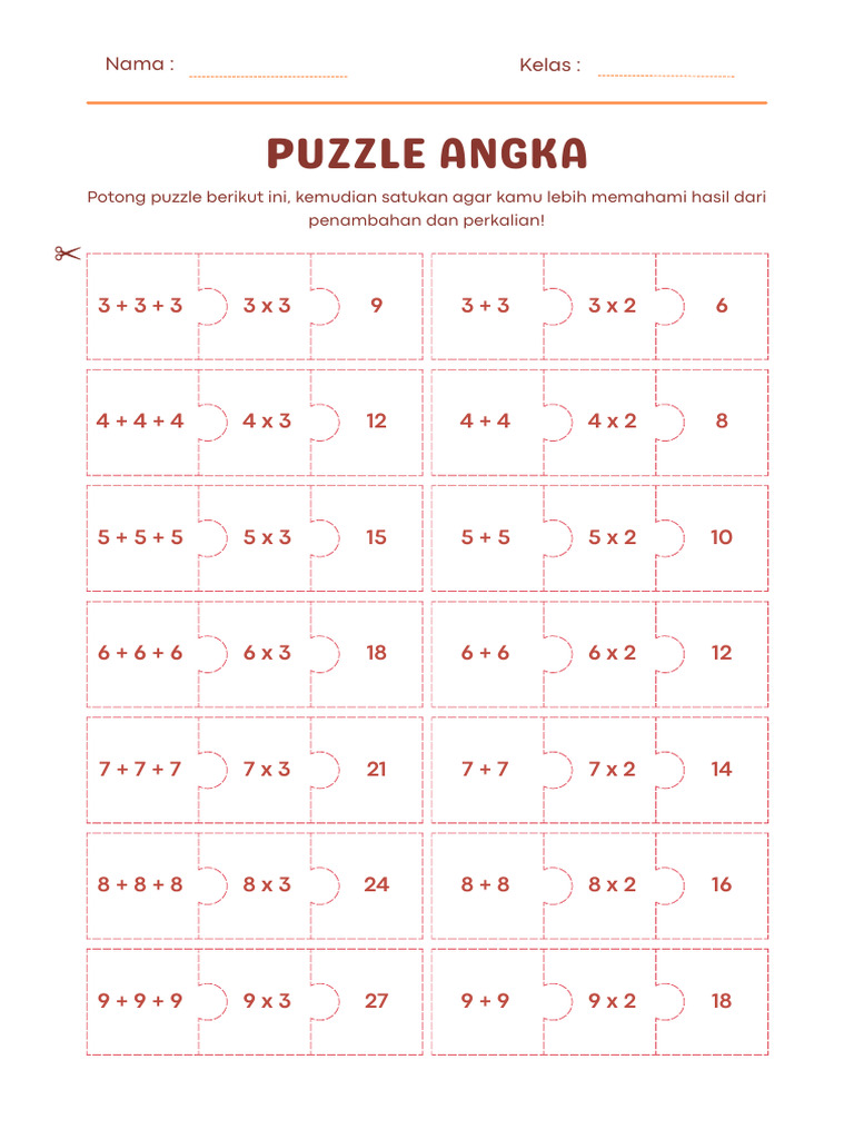Puzzle Angka Lembar Kerja Teka Teki Koding Matematika Merah Putih ...