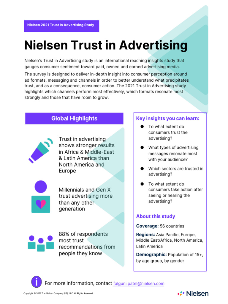 2021 Nielsen Trust in Advertising Sell Sheet | PDF | Advertising ...