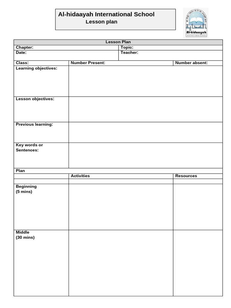 Comprehensive Lesson Plan Template | PDF
