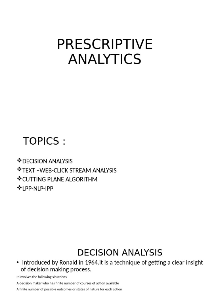 Prescriptive Analytics-1 | PDF | Linear Programming | Mathematical Optimization
