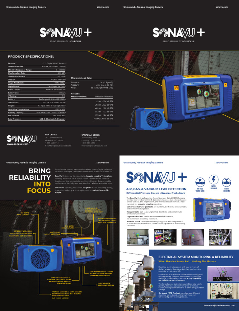 SonaVu+: Advanced Acoustic Imaging Solutions | PDF | Ultrasound | Leak