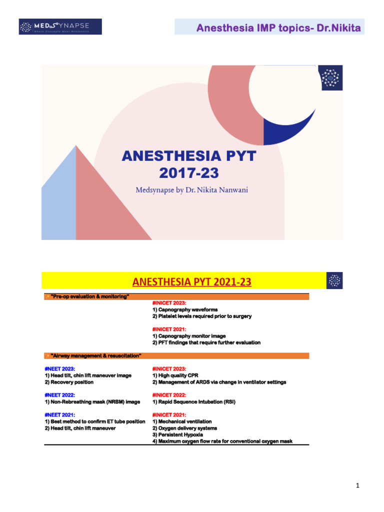 PYT 2017-23 PDF Anesthesia PYT 2017-23 - PDF | PDF | Anesthesia ...