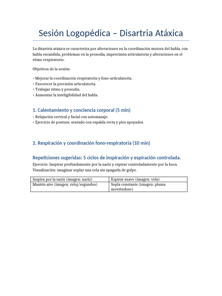 Sesión Logopédica: Disartria Atáxica | PDF | Ritmo