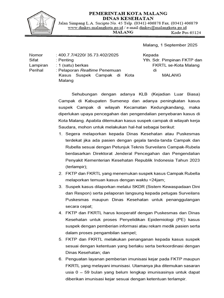 Yankes-Pelaporan Realtime Kasus Suspek Campak - Sign - Sign - Sign | PDF