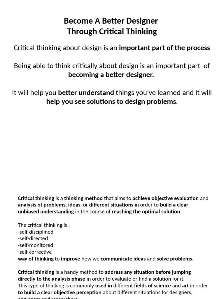 Enhance Design Skills with Critical Thinking | PDF | Critical Thinking ...