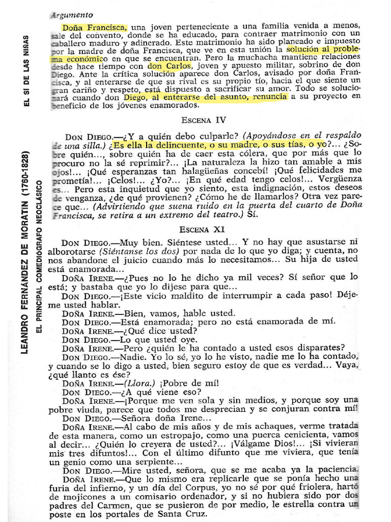 Moratín El Sí de Las Niñas (1806) | PDF