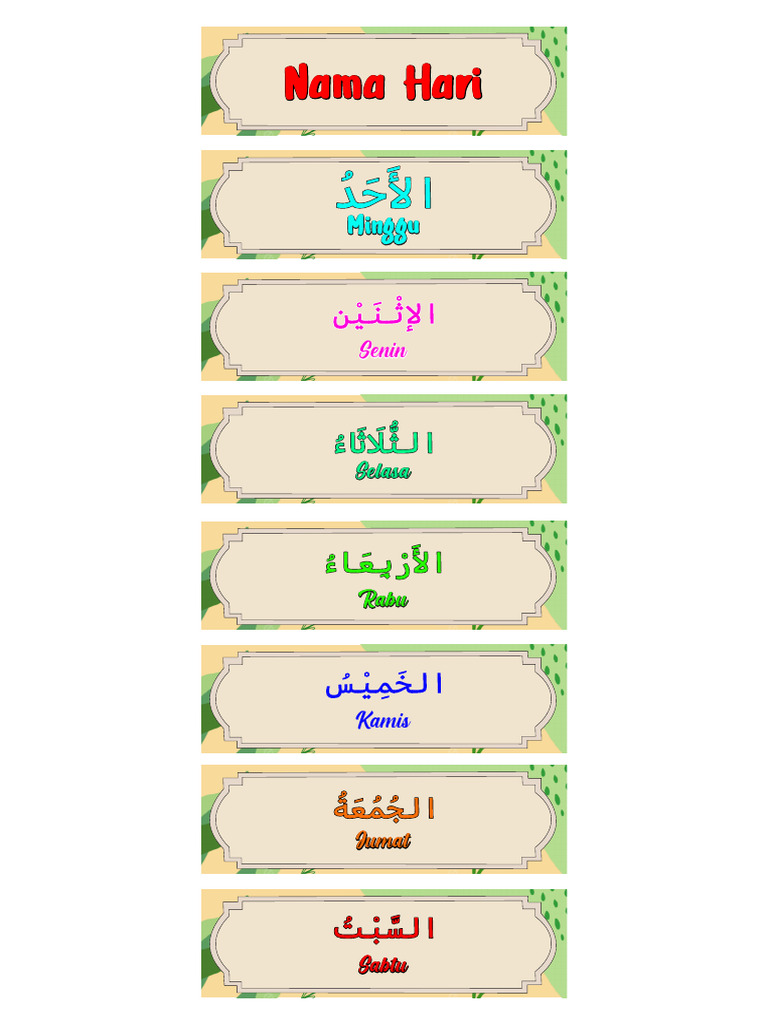 Nama Hari B Arab | PDF
