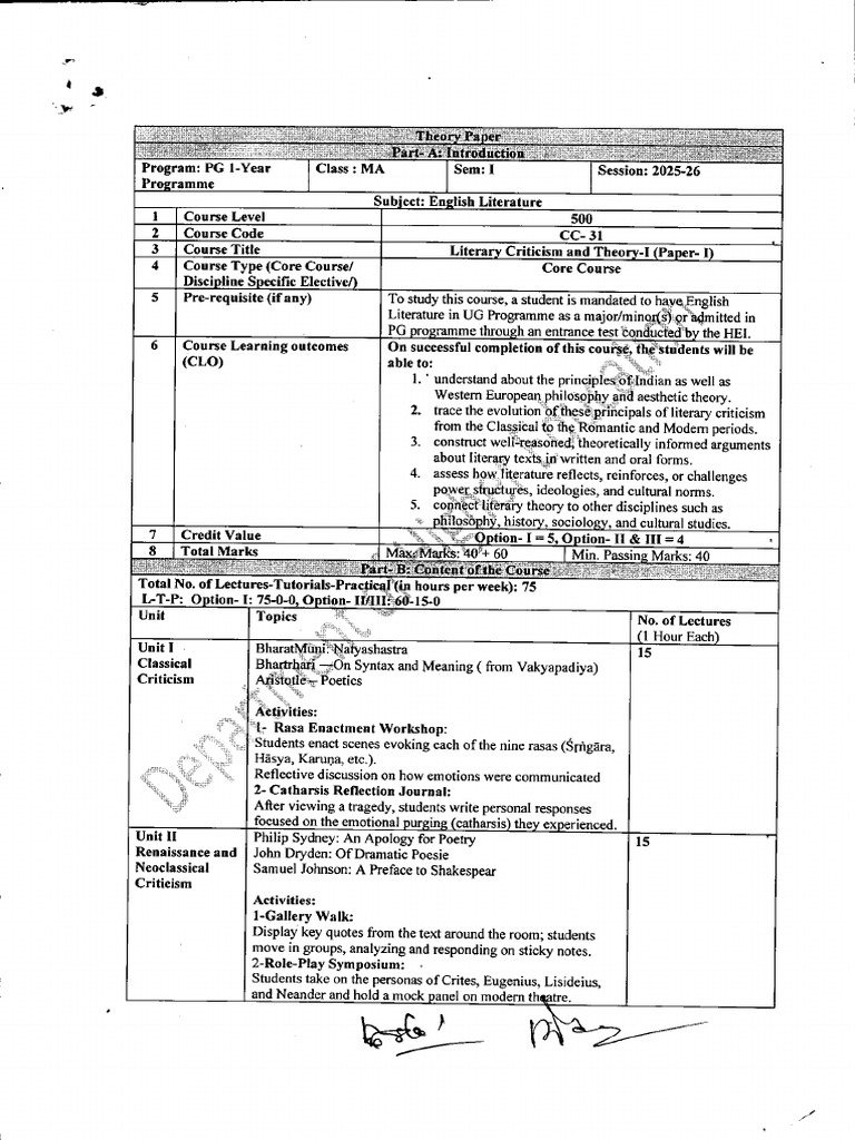 English - 1 Year PG Program | PDF