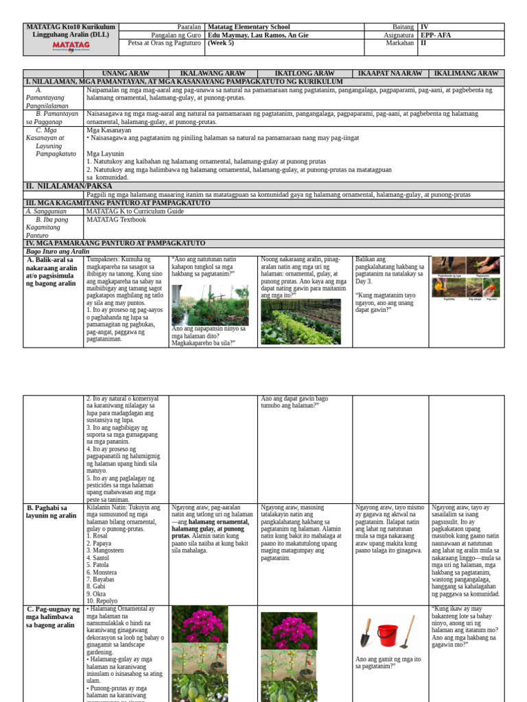 DLL EPP-AGRI 4 Q2 Week5 @edumaymay | PDF